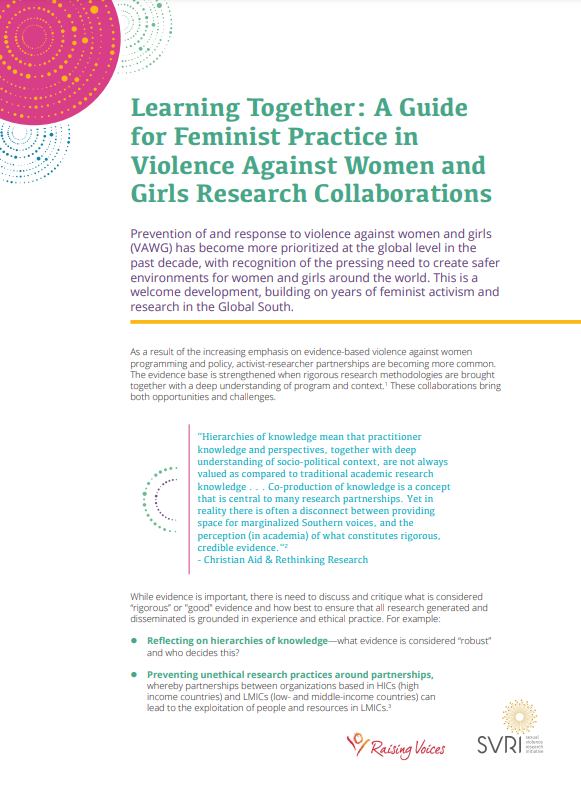 Learning together: A guide for feminist practice in violence against ...